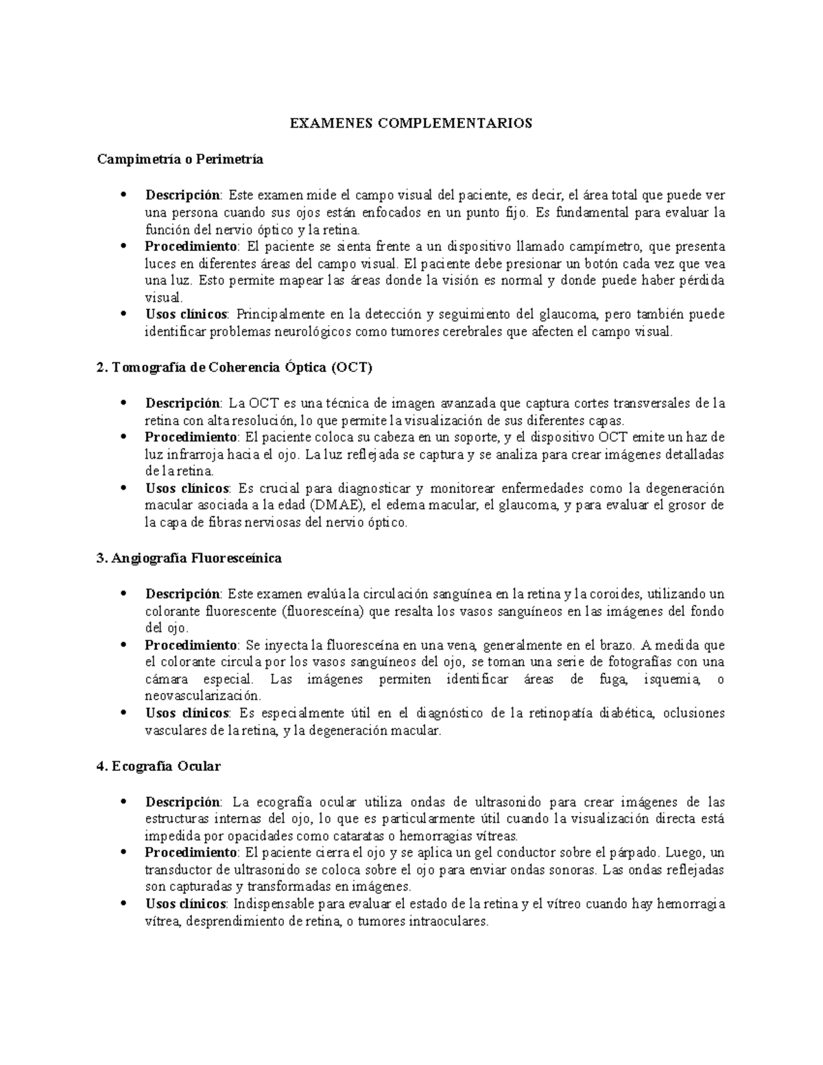 Examenes complementarios oftalmologia - EXAMENES COMPLEMENTARIOS ...