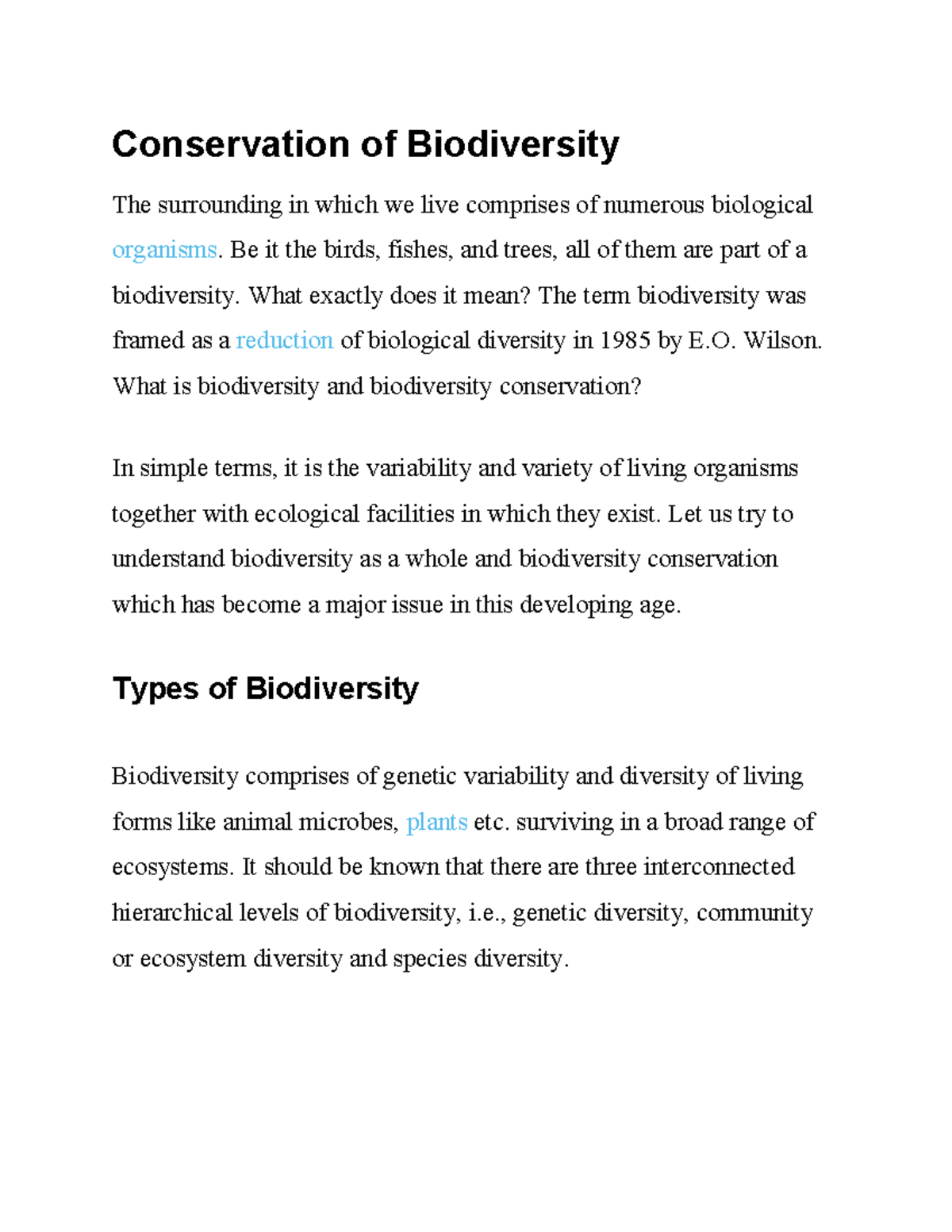 Educational Psychology 2 - Conservation of Biodiversity The surrounding ...