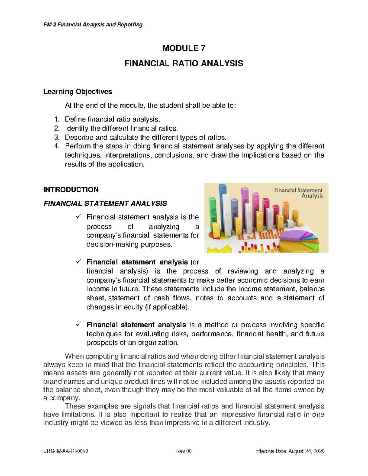 FM 2 - Unit 3 - Module 7 - asdfgh - MODULE 7 FINANCIAL RATIO ANALYSIS ...