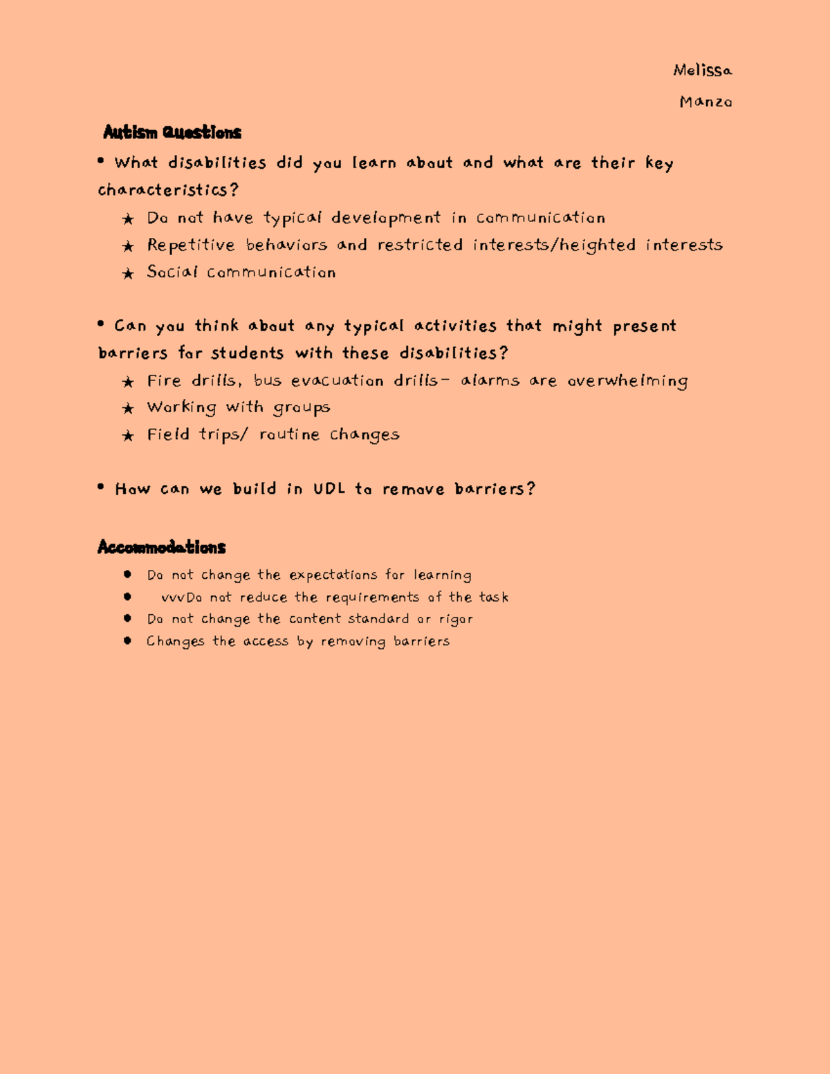 ASD, modifications, accommodations- SPED 405 - Melissa Manzo Autism ...