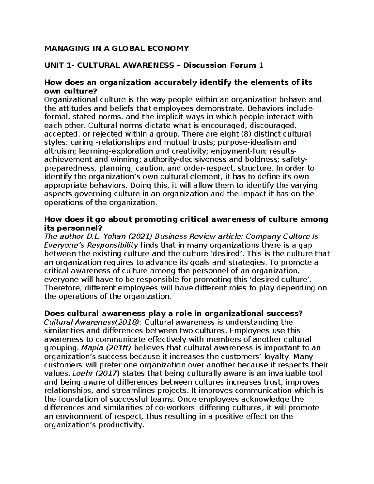 BUS 5211- Managing IN A Global Economy - MANAGING IN A GLOBAL ECONOMY ...