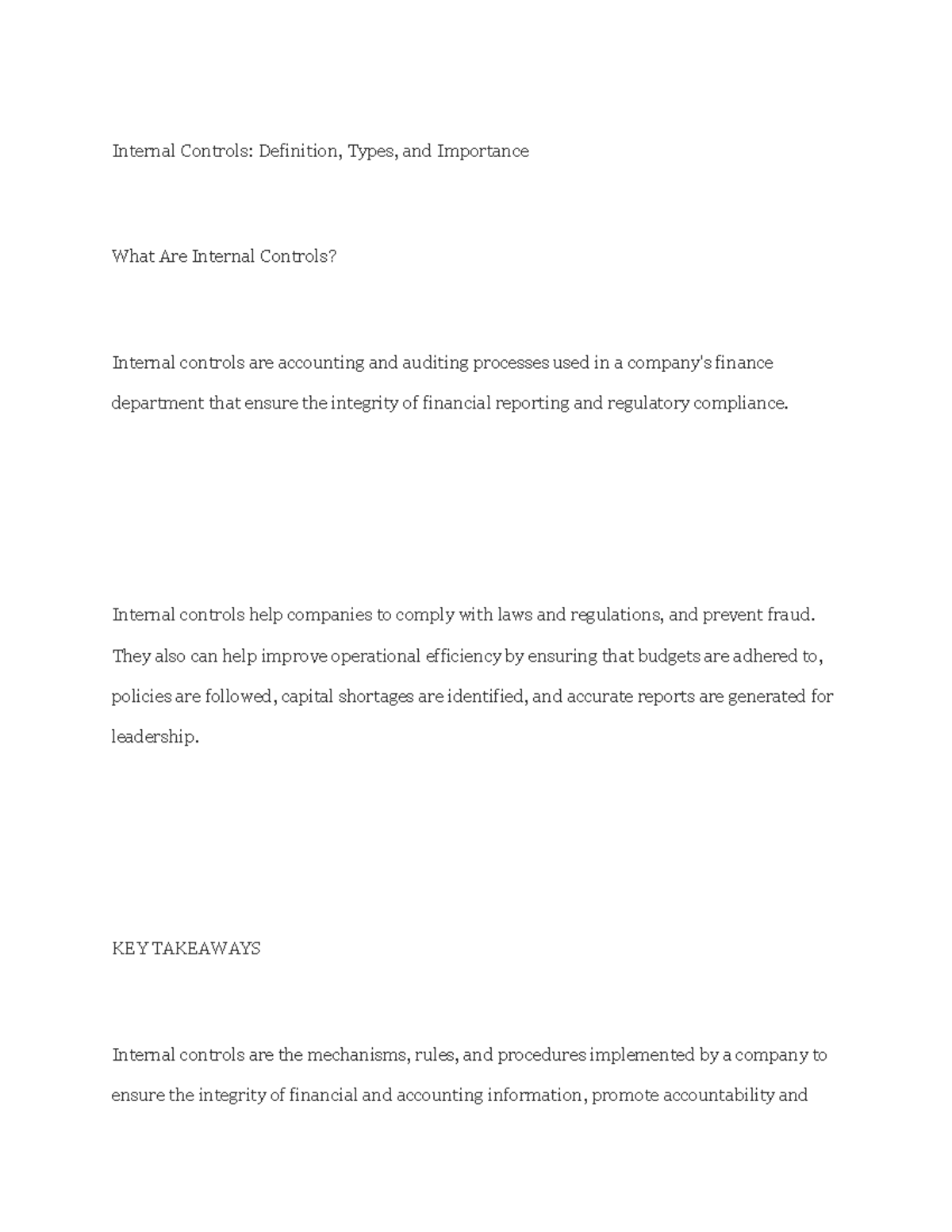 Internal Controls Definition, Types, and Importance - Internal controls ...