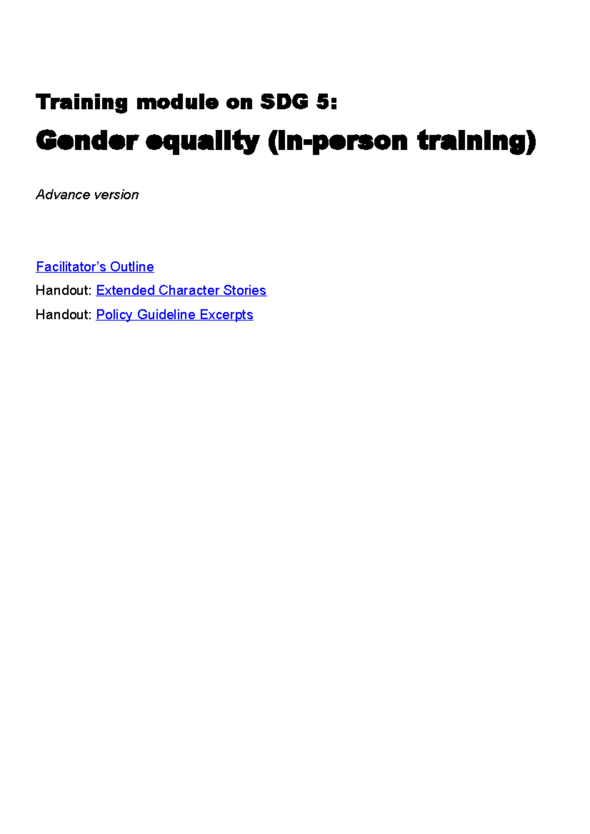 Sdg5 gender equality in person training module materials accessible ...