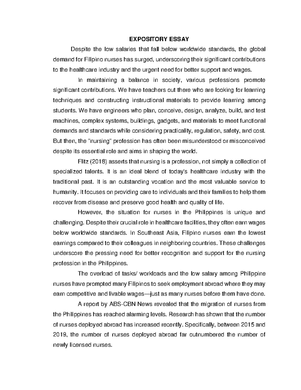 Expository- Essay - Summary Education - EXPOSITORY ESSAY Despite the ...