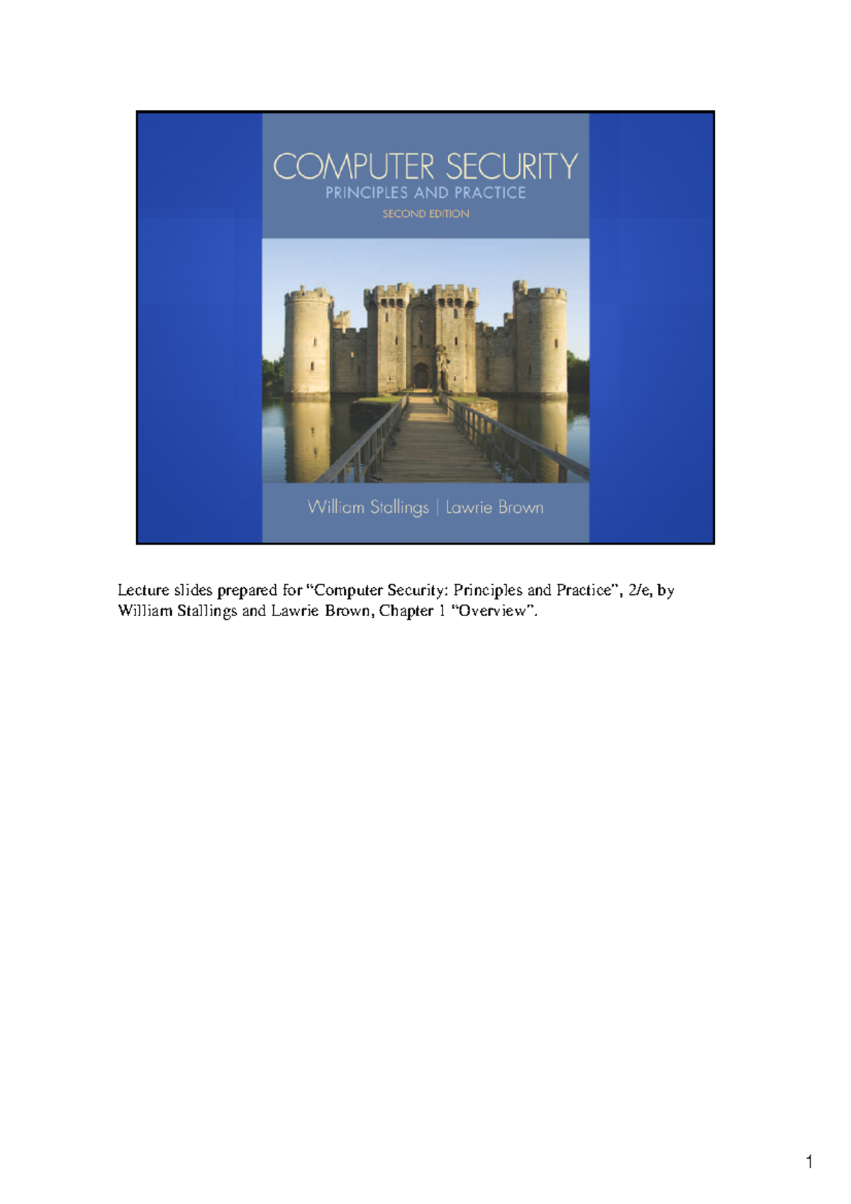 Ch01 Comp Sec 2e Computer System Security 10 Lecture Slides Prepared For Computer Security