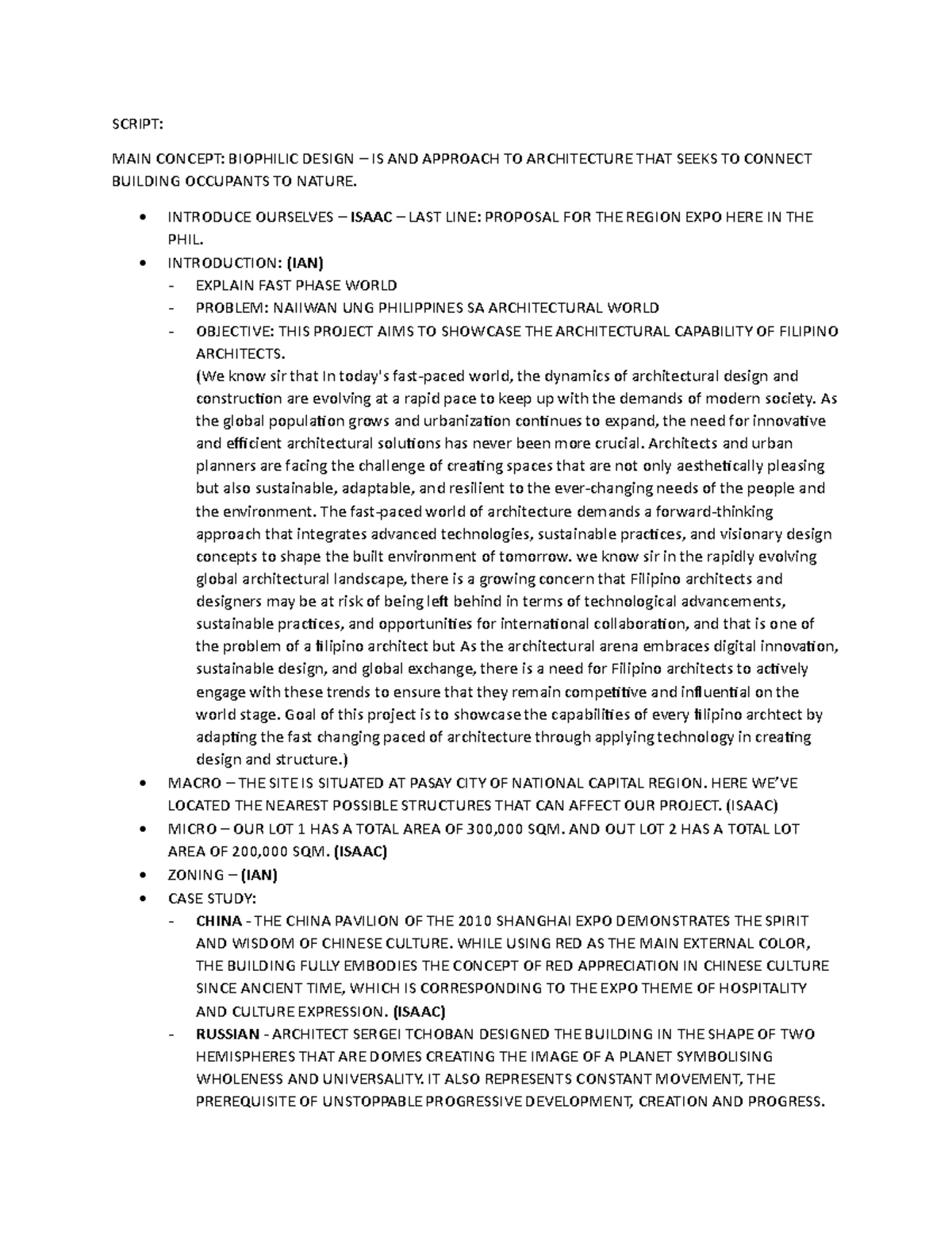 Script - SCRIPT: MAIN CONCEPT: BIOPHILIC DESIGN – IS AND APPROACH TO ...