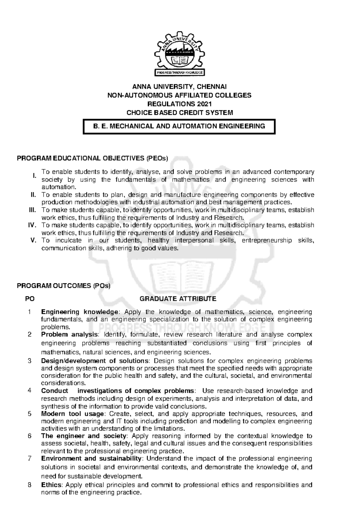 curriculum and syllabus - ANNA UNIVERSITY, CHENNAI NON-AUTONOMOUS ...