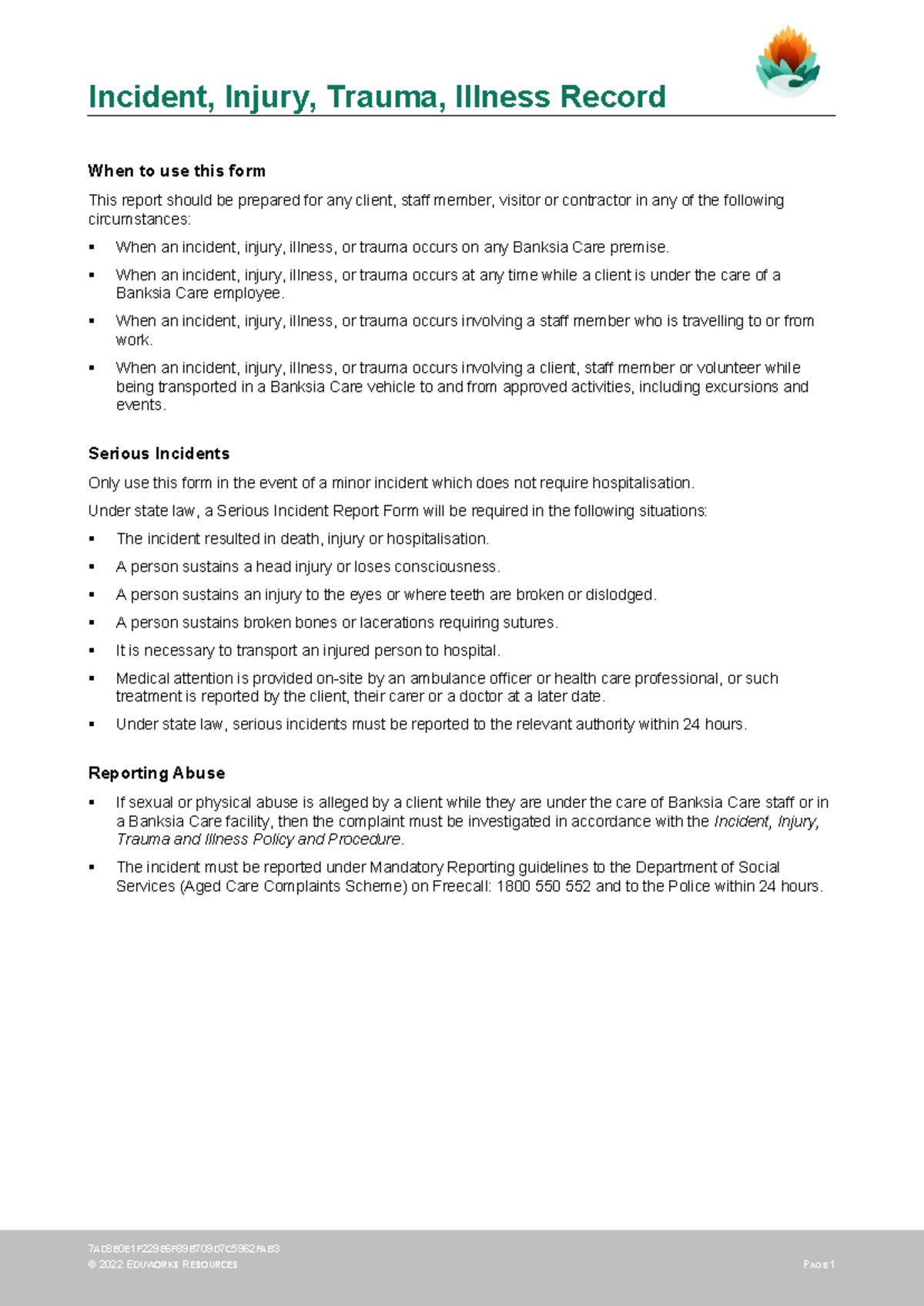 Banksia-SD-PC-T1-Incident-Injury-Trauma-and-Illness-Record-V1.0-ID-2007 ...