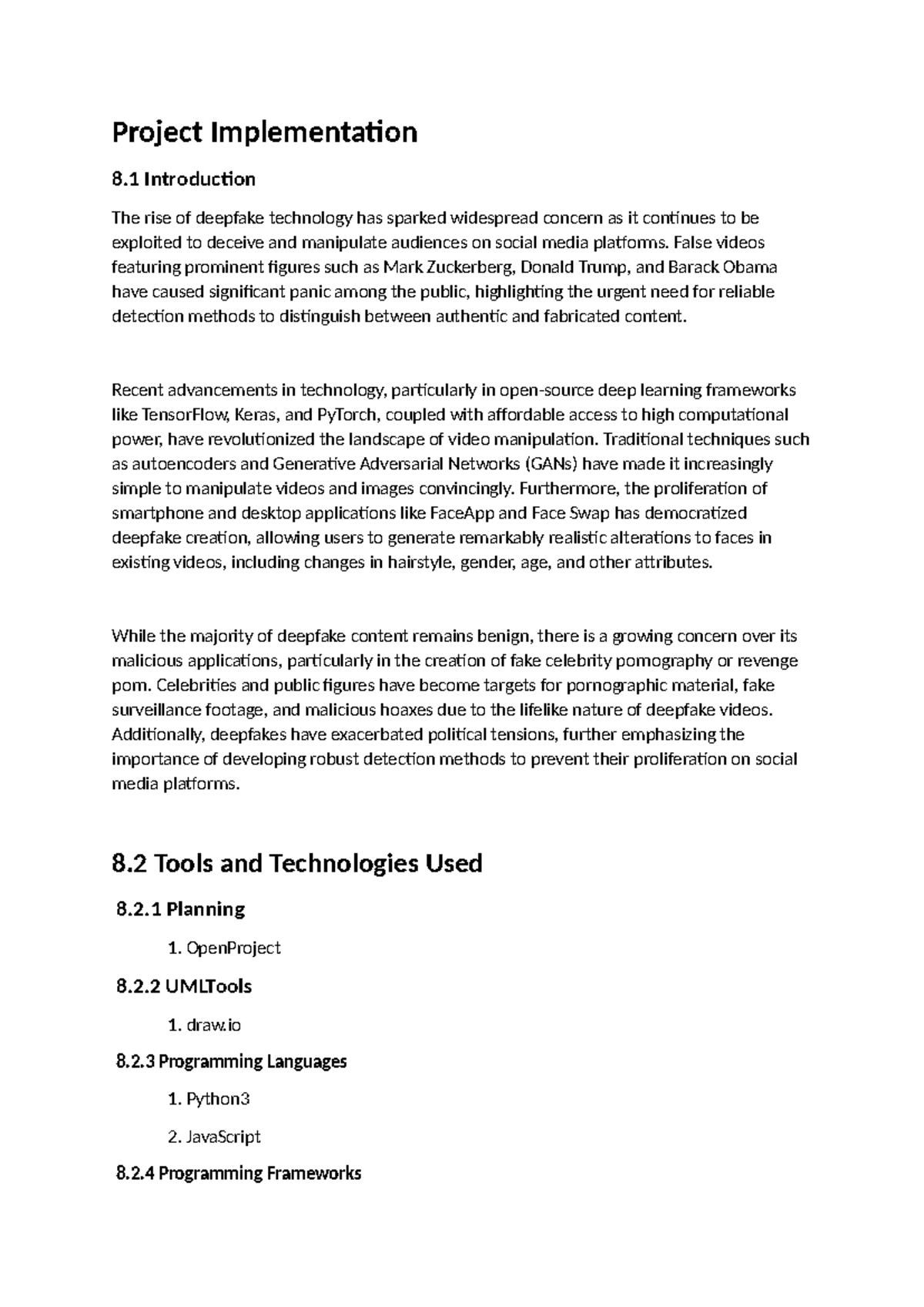 Deepfake detection Project implementation - Project Implementation 8 Introduction The rise of ...