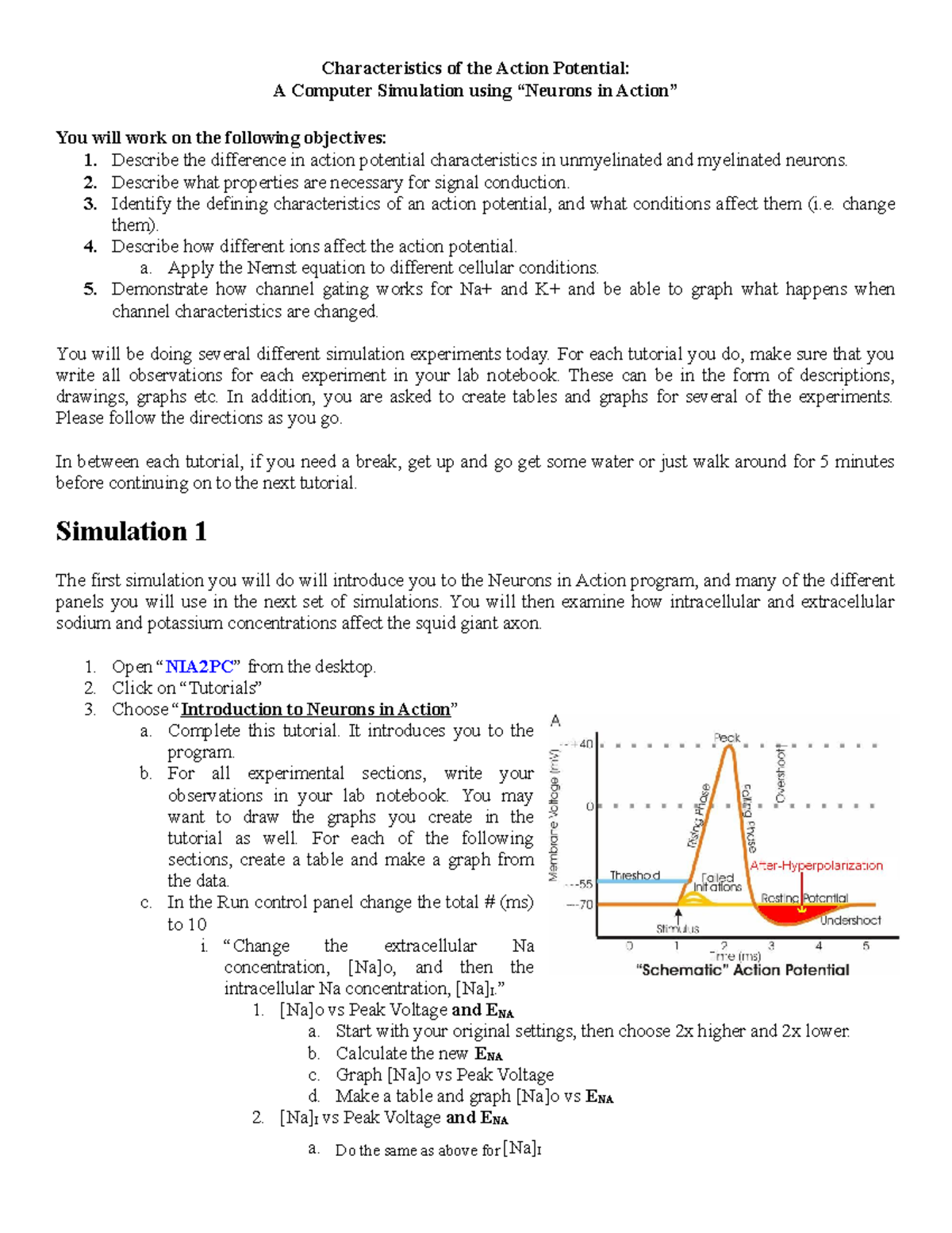Lab 2 - Neurons in Action S2019 - Characteristics of the Action ...