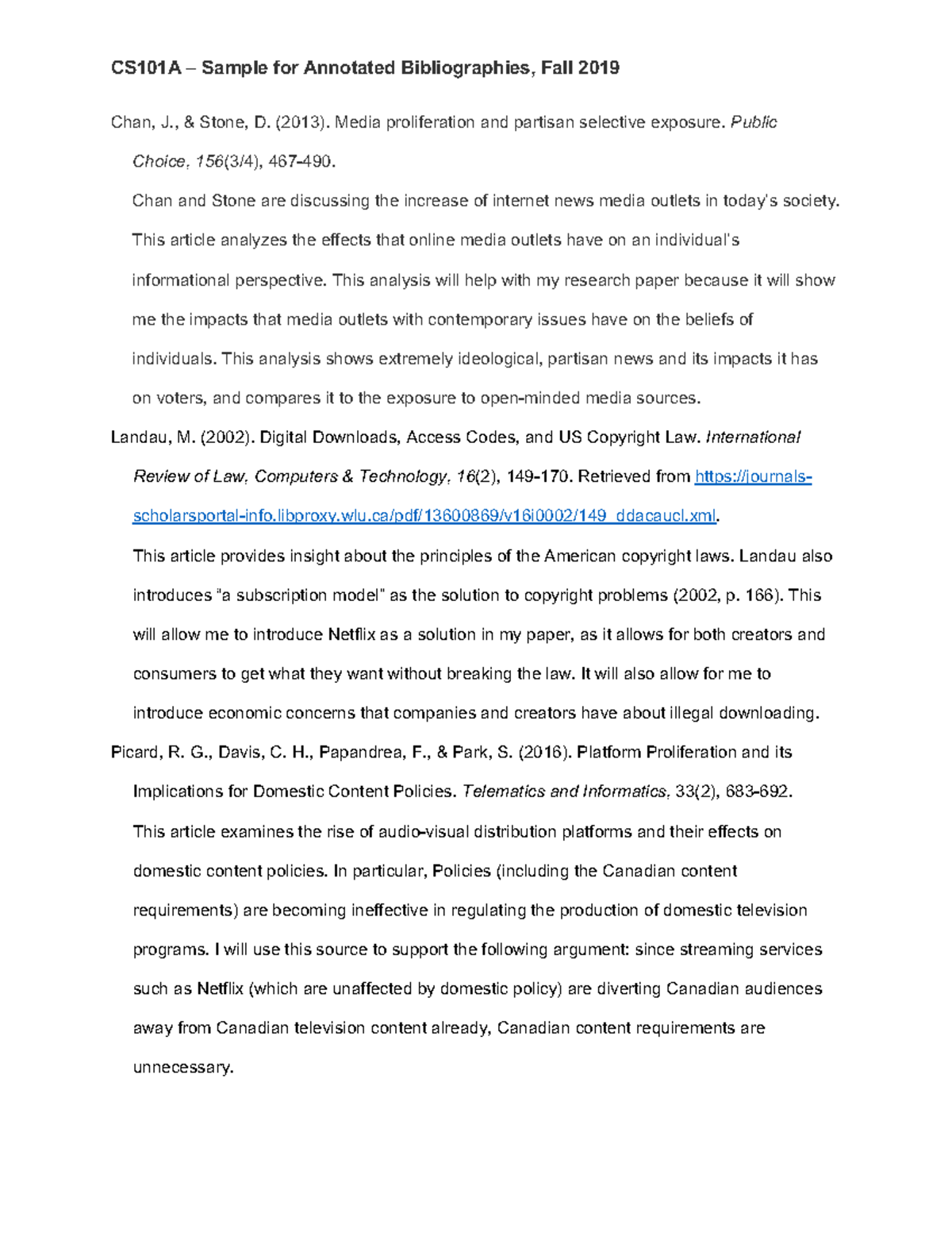 CS101 AB sample - This is an annotated bibliography - CS101A – Sample ...