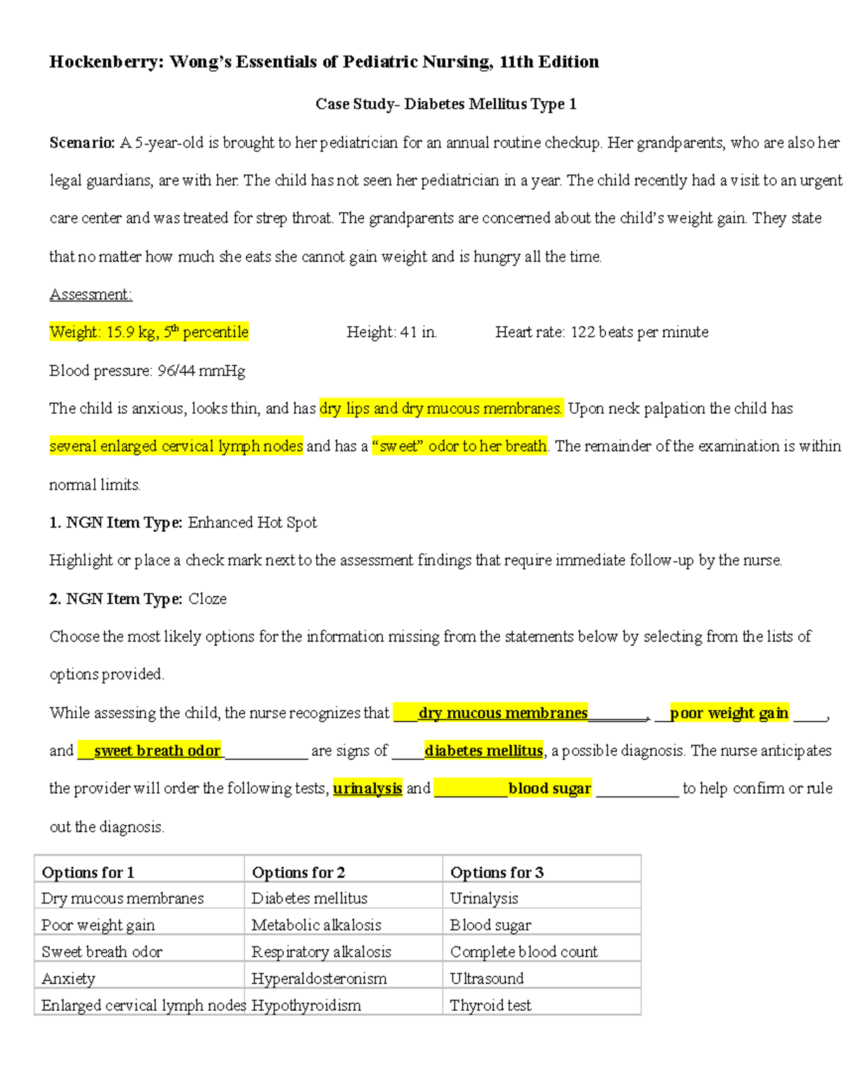 DM1 Case Study Scenario - Hockenberry: Wong’s Essentials of Pediatric ...