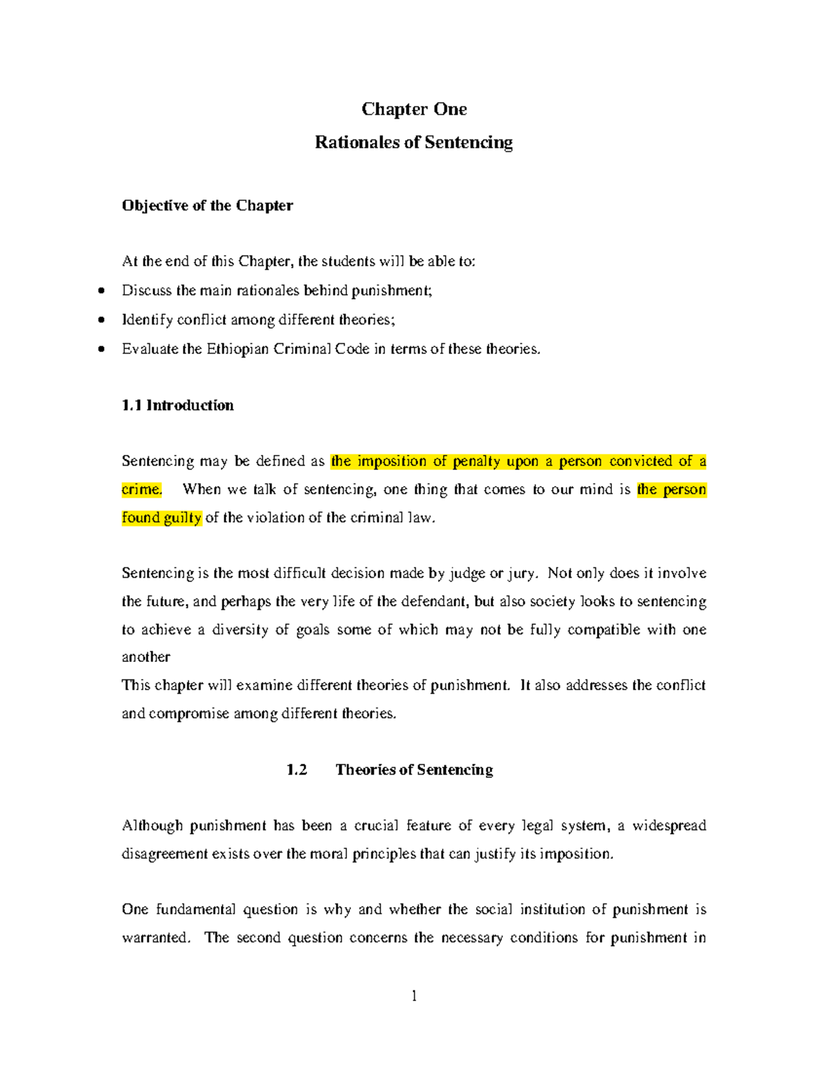 Sentensing and excution in some legal - Chapter One Rationales of ...