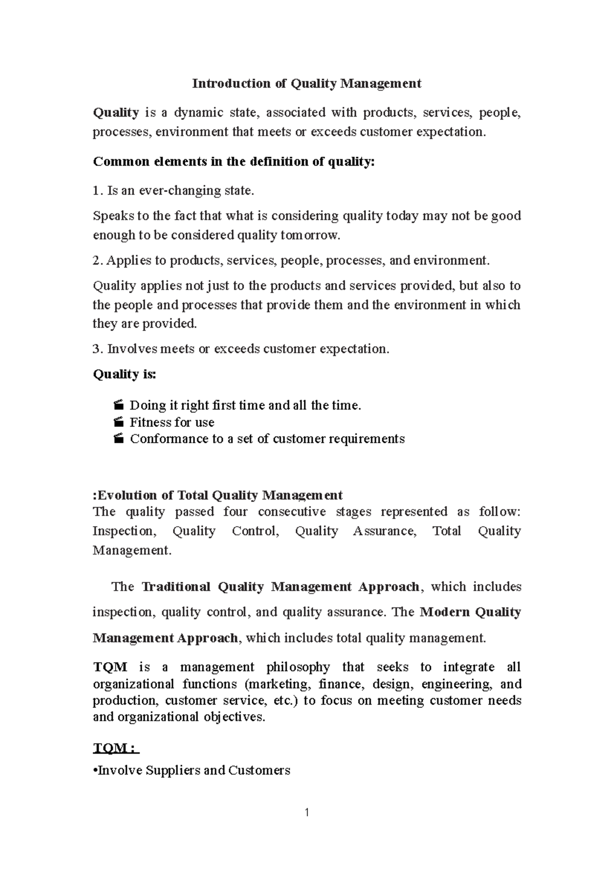 Introduction of Quality Management - Introduction of Quality Management ...