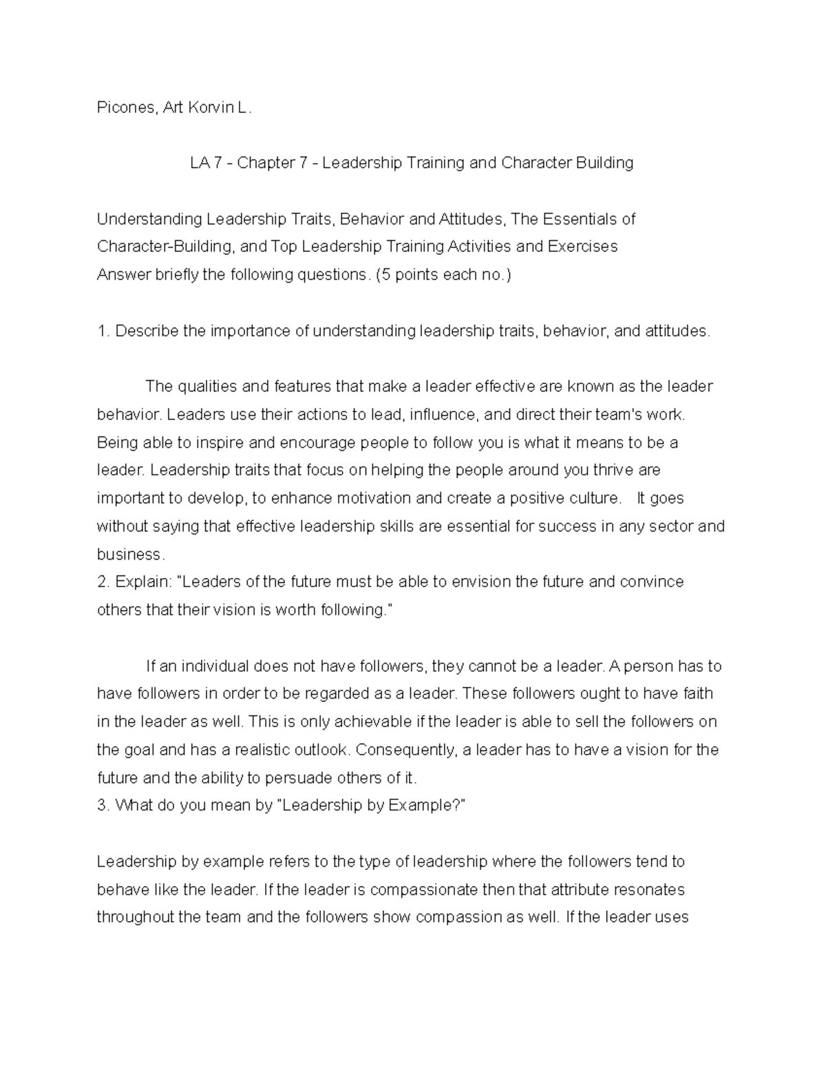 LA7 Picones - assignment - Picones, Art Korvin L. LA 7 - Chapter 7 ...