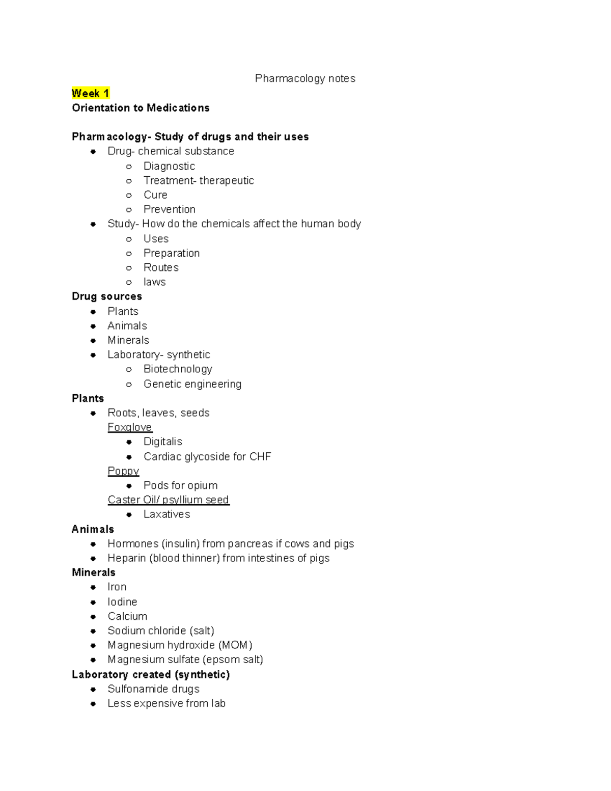 Pharmacology notes - Pharmacology notes Week 1 Orientation to ...