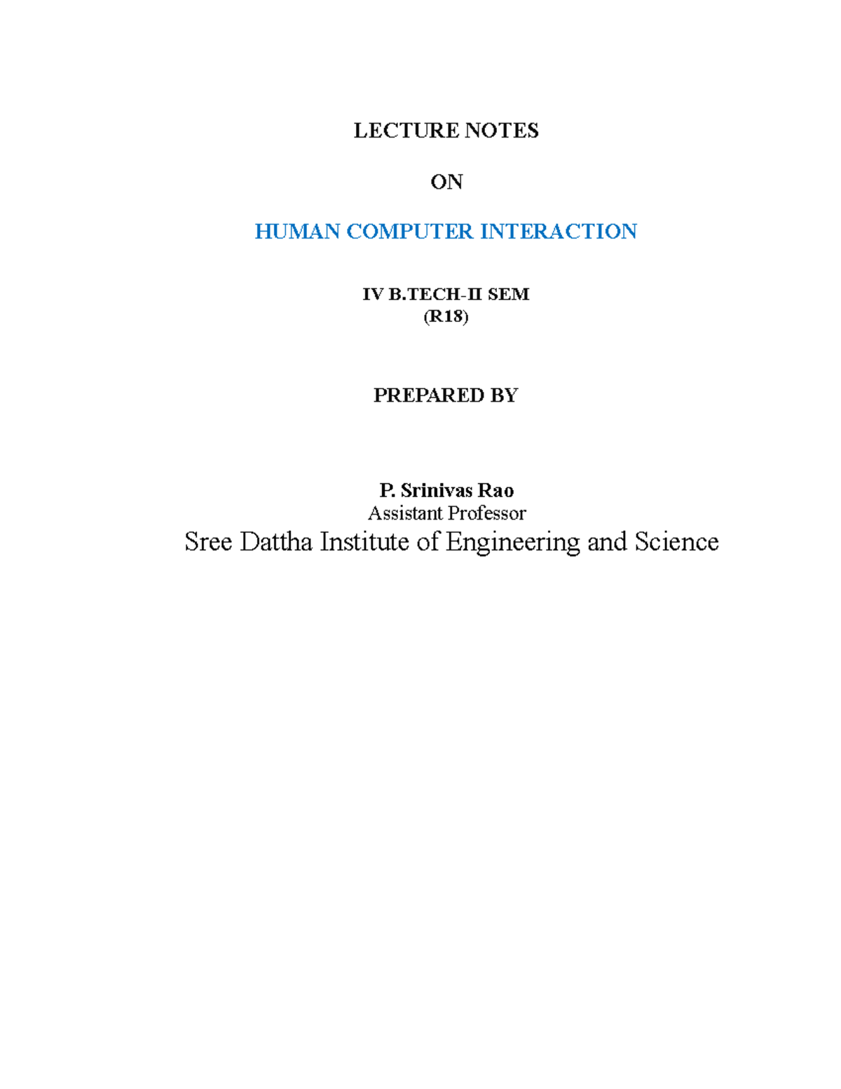 HCI Notes 3 units - LECTURE NOTES ON HUMAN COMPUTER INTERACTION IV B-II ...