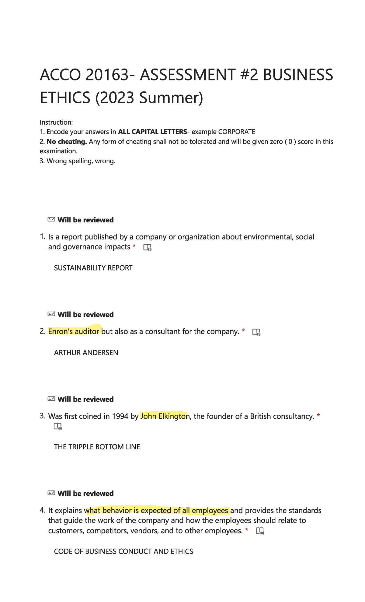Business-Ethics-Quiz - ACCO 20163 ASSESSMENT BUSINESS ETHICS (2023 ...