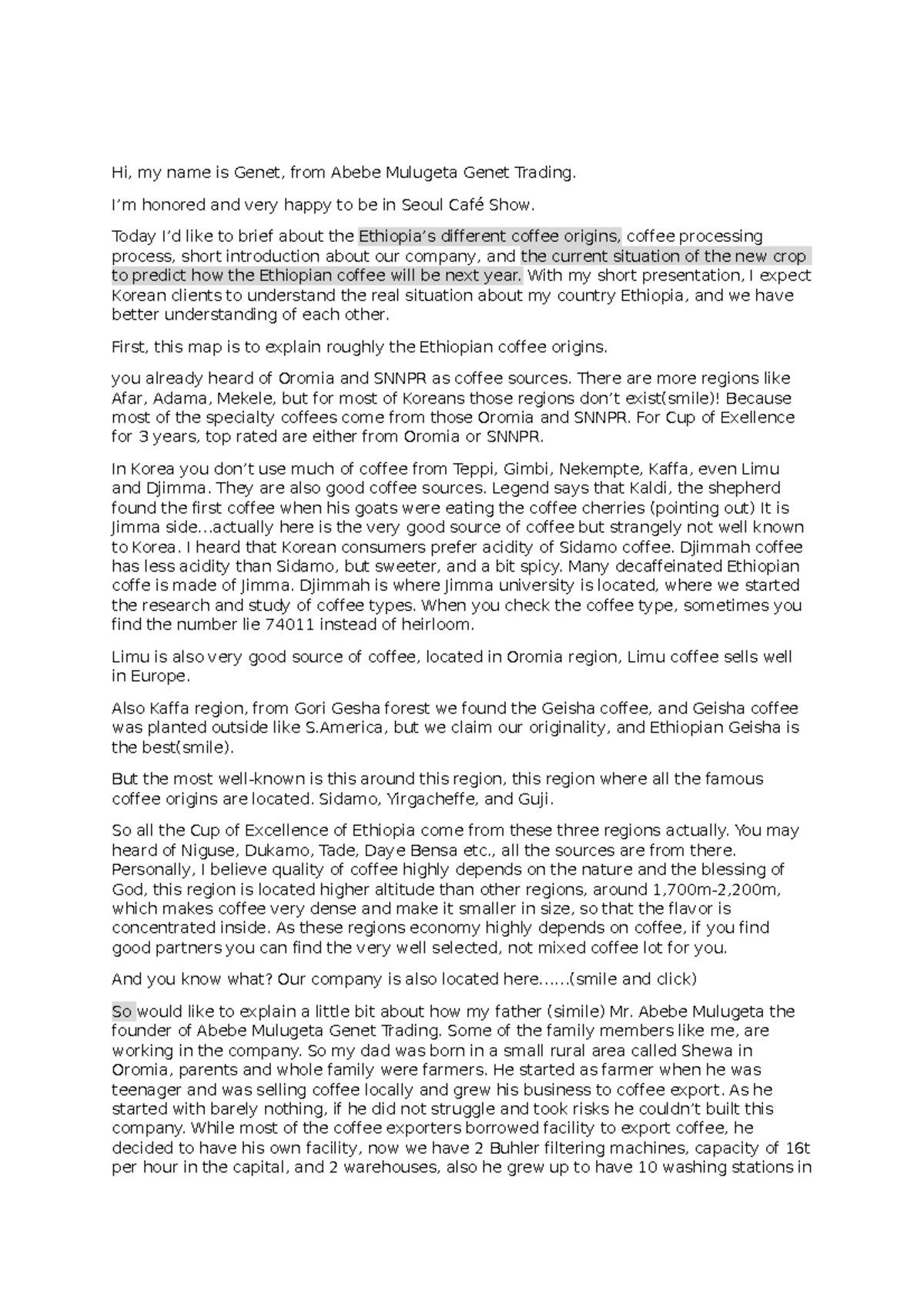 Ethio coffee map v3 - Hi, my name is Genet, from Abebe Mulugeta Genet ...