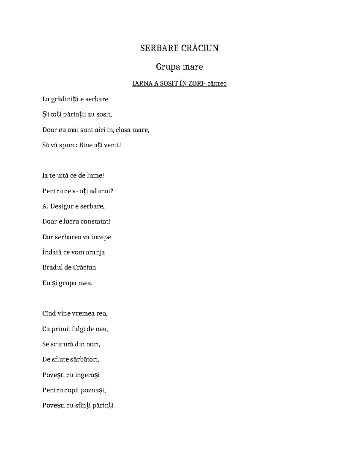 3 serbare craciun - SERBARE CRĂCIUN Grupa mare IARNA A SOSIT ÎN ZORI ...