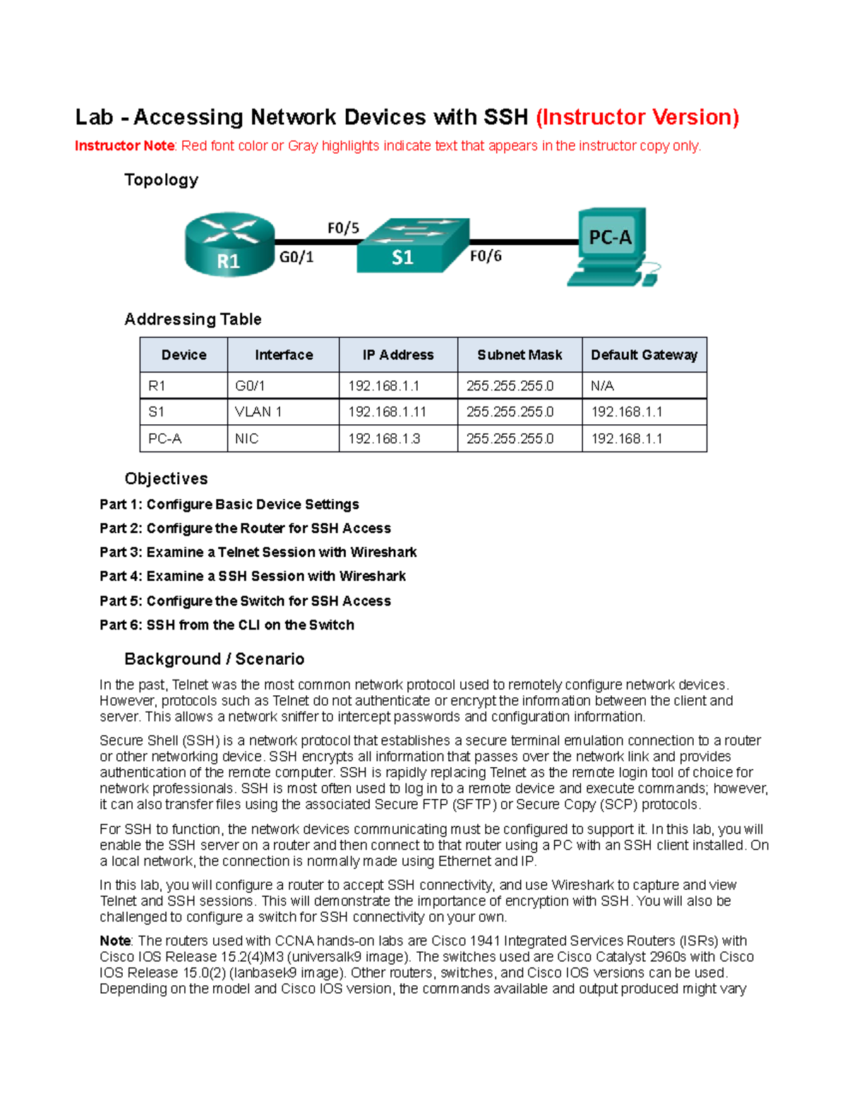 11.2.4.5 Lab - Accessing Network Devices with SSH - ILM - Lab - Accessing Network Devices with ...