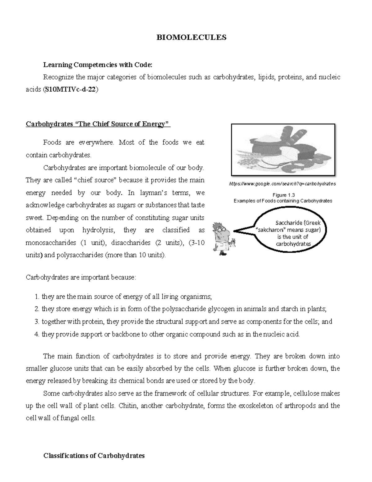 Biomolecules - Most of the foods we eat contain carbohydrates ...