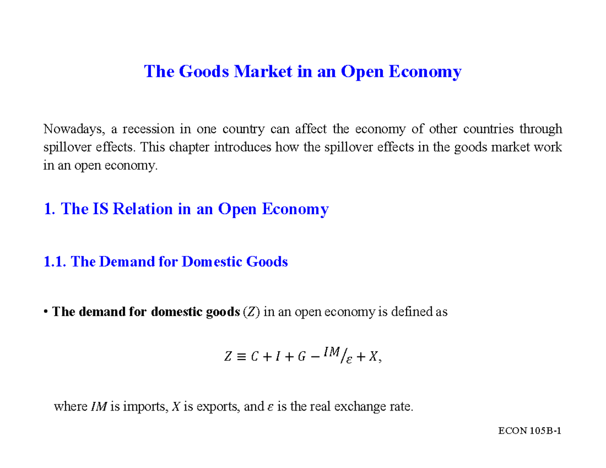 Chapter 18-The Goods Market in an Open Economy - The Goods Market in an ...