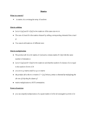 Discrete structures Matrices - Matrice What is a matrix? A matrix A is ...