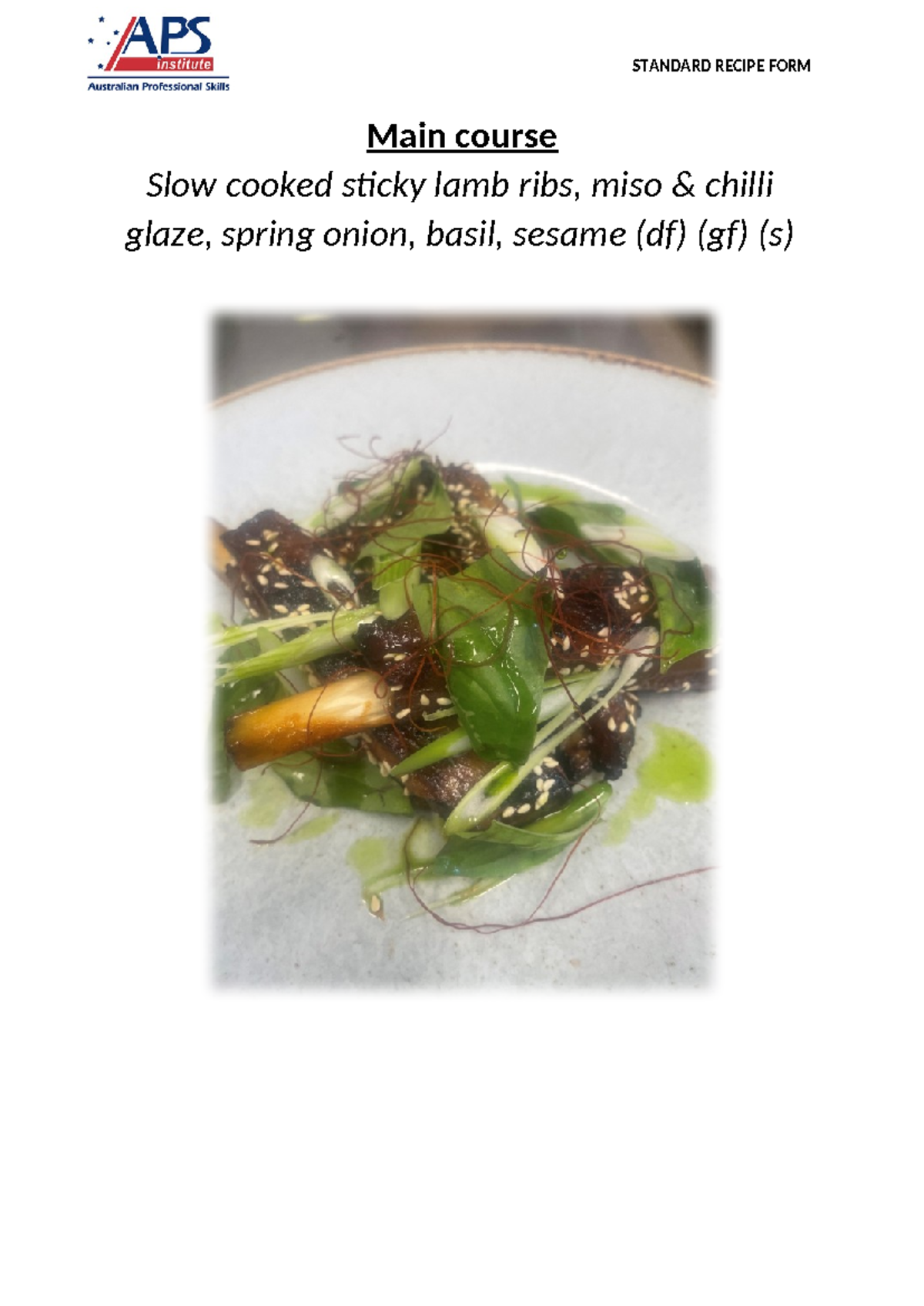 Main course- Lamb Ribs - ... - Main course Slow cooked sticky lamb ribs ...