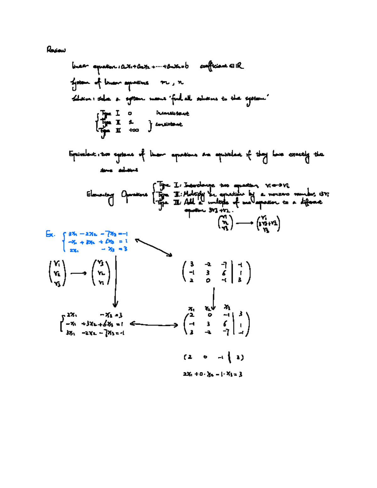 Dr Xiao Math 211 Notes Sep.10 RRF - Review her equation ax System of ...