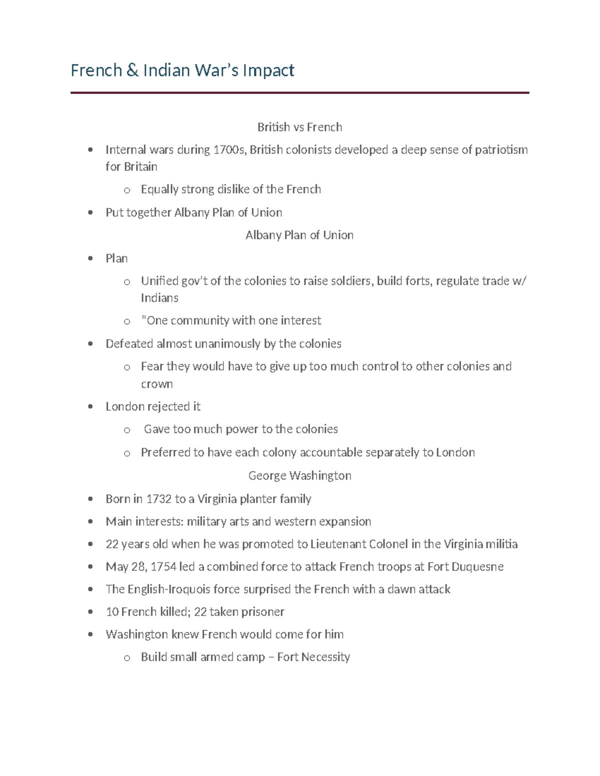 French & Indian War's Impact - French & Indian War’s Impact British vs ...
