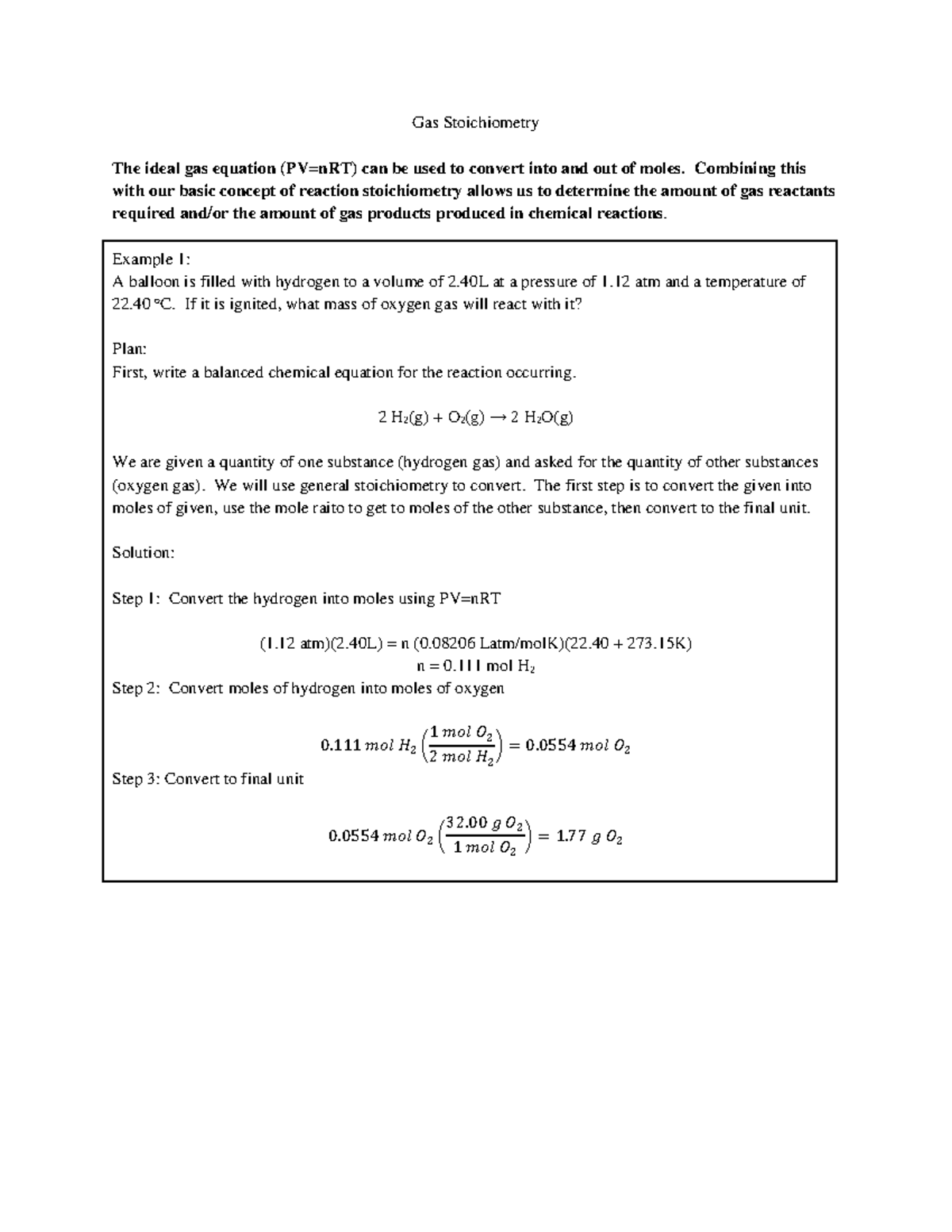 8.c Gas Stoichiometry - Homework - Gas Stoichiometry The ideal gas ...
