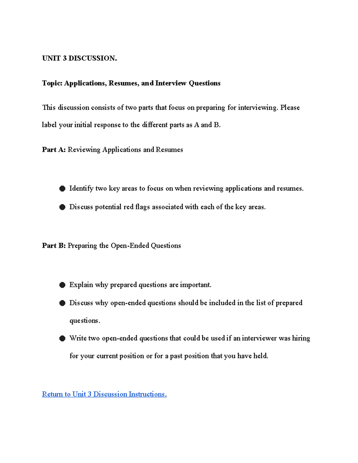 HR400 UNIT 3 Discussion - UNIT 3 DISCUSSION. Topic: Applications ...