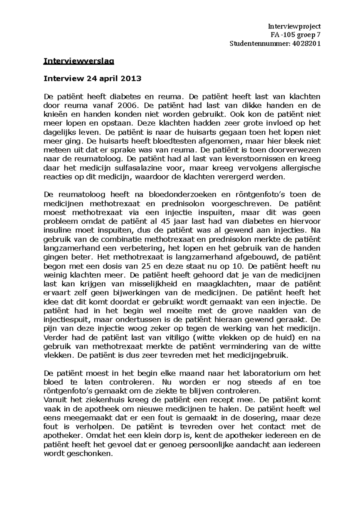 Verplichte opgaven, extra - uitwerking verplicht interviewverslag ...