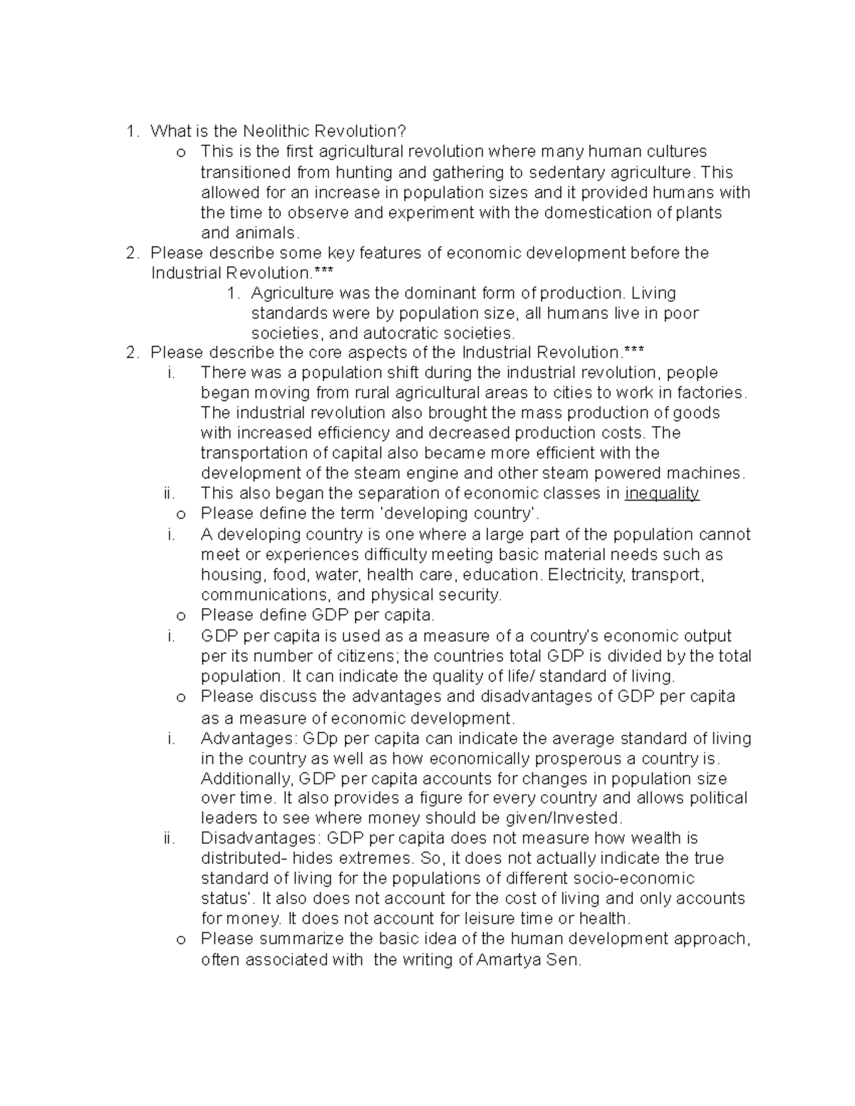 Polsc 3220 - Lecture Notes from class. - 1. What is the Neolithic ...
