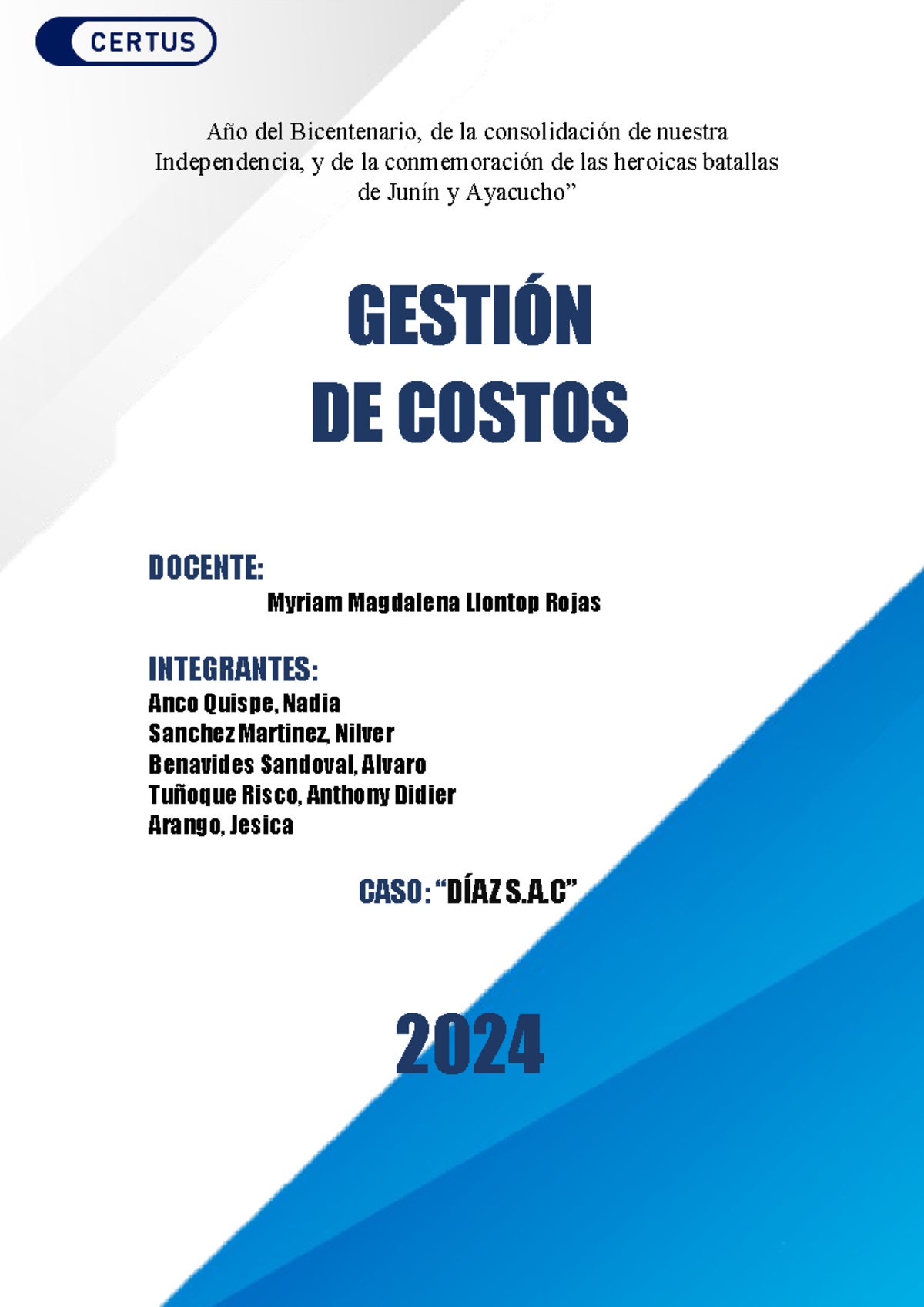Gestion DE Costos AA2 - AA1 - GESTIÓN DE COSTOS DOCENTE: Myriam ...