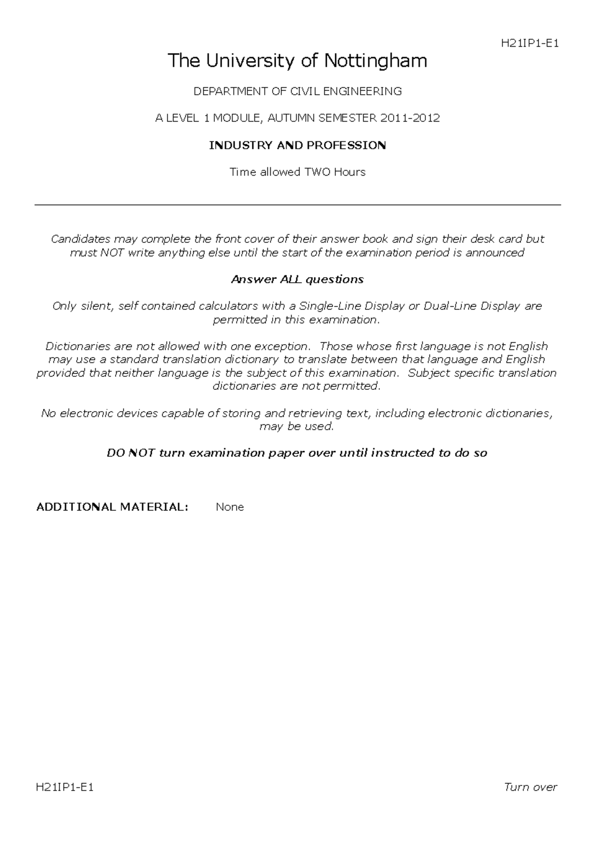 Exam 2012, questions - H21IP1-E The University of Nottingham DEPARTMENT ...