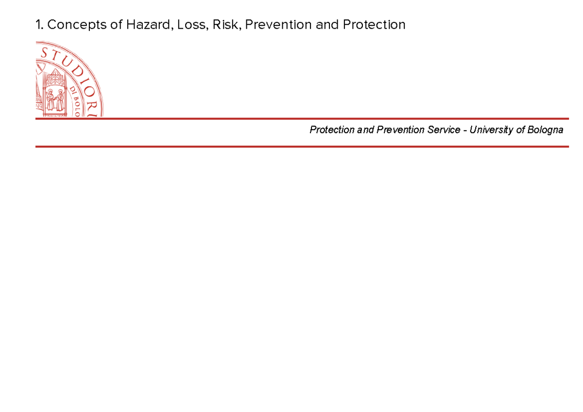 Concepts of Hazard, Loss, Risk, Prevention and Protection - 1. Concepts ...