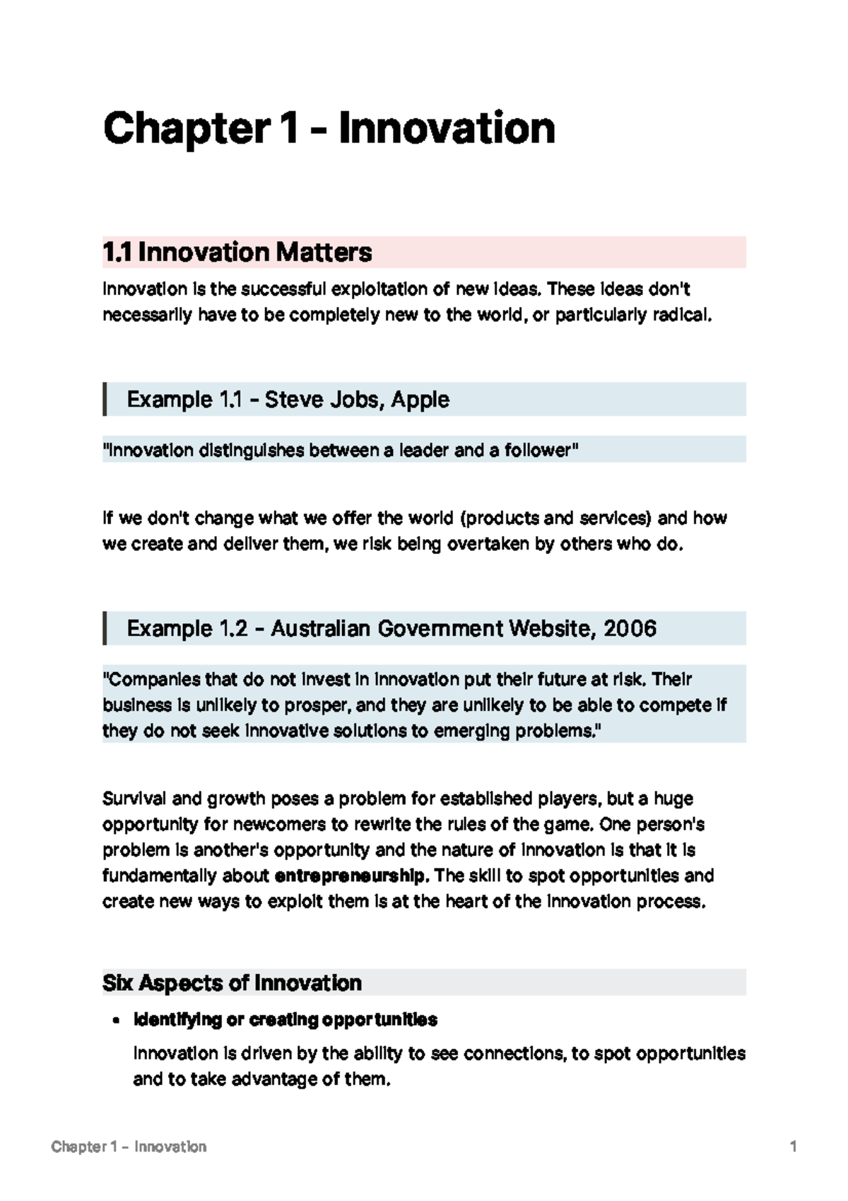 Chapter 1 - Innovation - Chapter 1 - Innovation 1 Innovation Matters ...