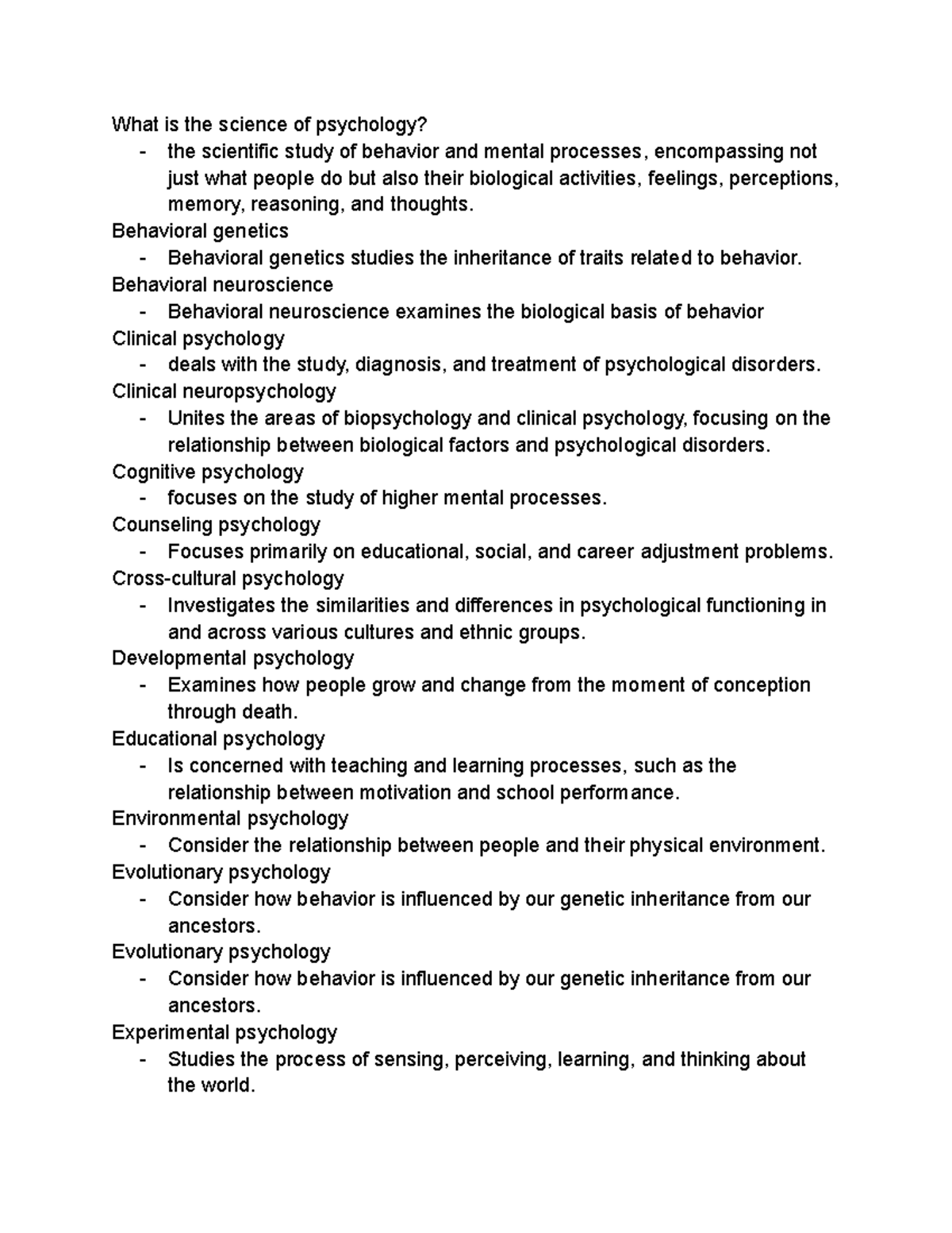 Gen Psych 48 - Notes taken directly from lecture, needed to succeed in ...