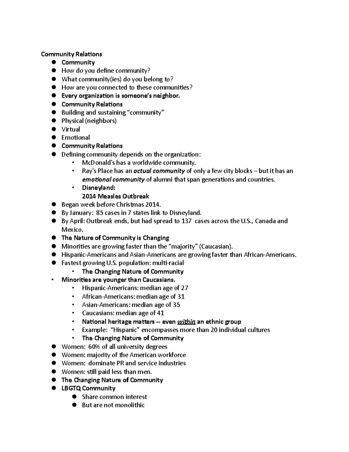 Community Relations - Lecture notes 10 - Community Relations Community ...