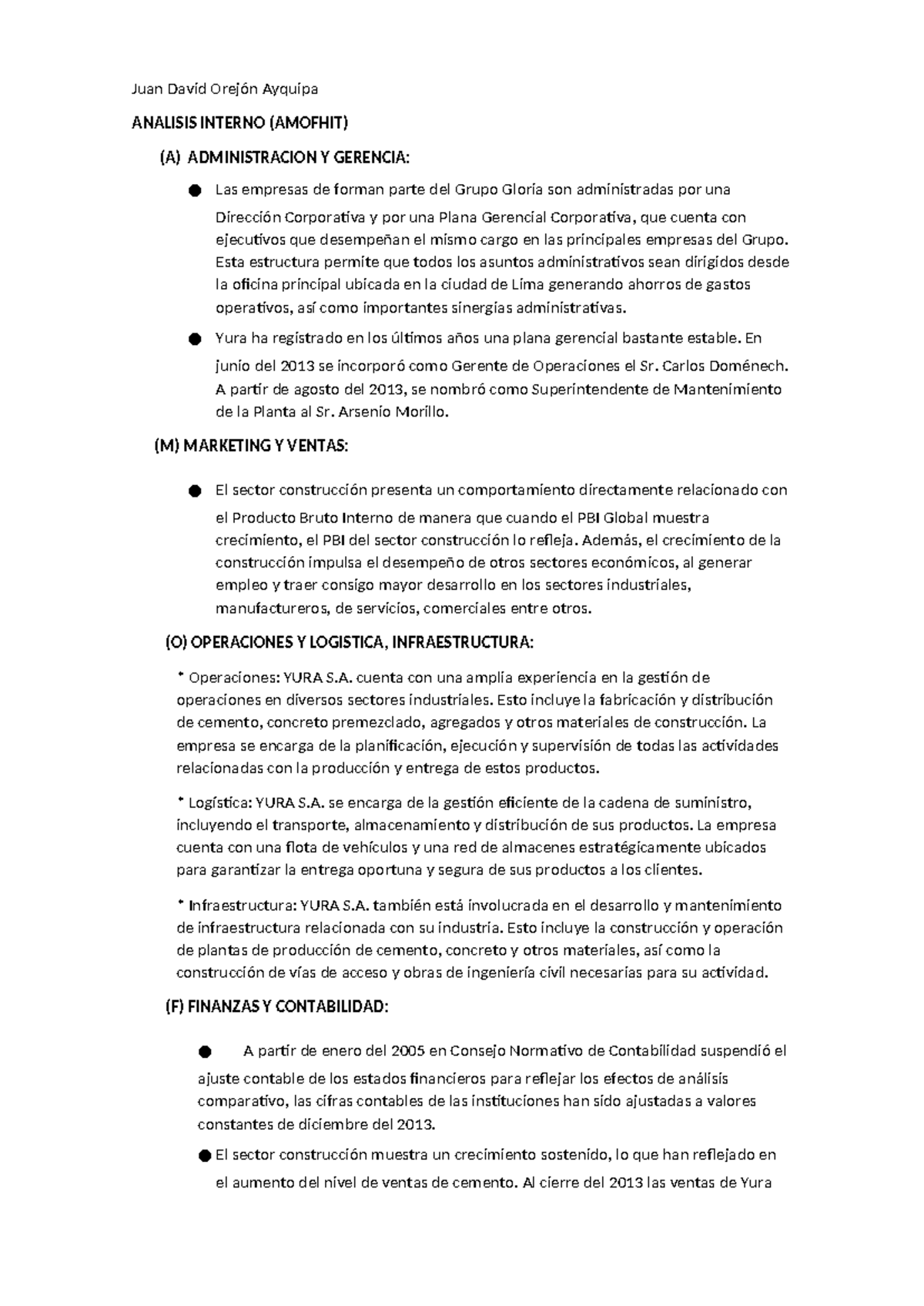 Analisis Interno - Juan David Orejón Ayquipa ANALISIS INTERNO (AMOFHIT ...
