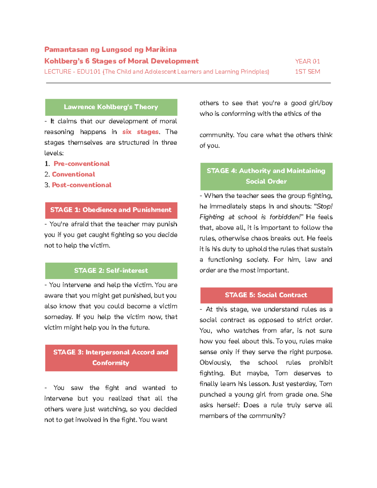 Kohlberg’s 6 Stages of Moral Development - The stages themselves are ...