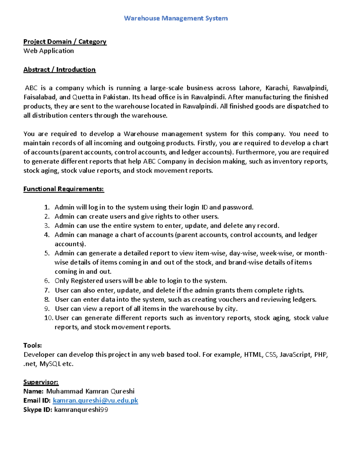 Warehouse Mgmt System - Summary Final Project - Warehouse Management ...