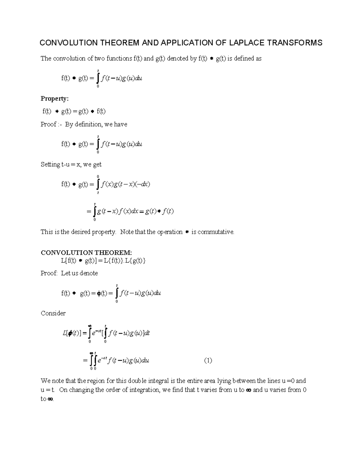 4.3 Convolution Theorem, Applications - The convolution of two ...