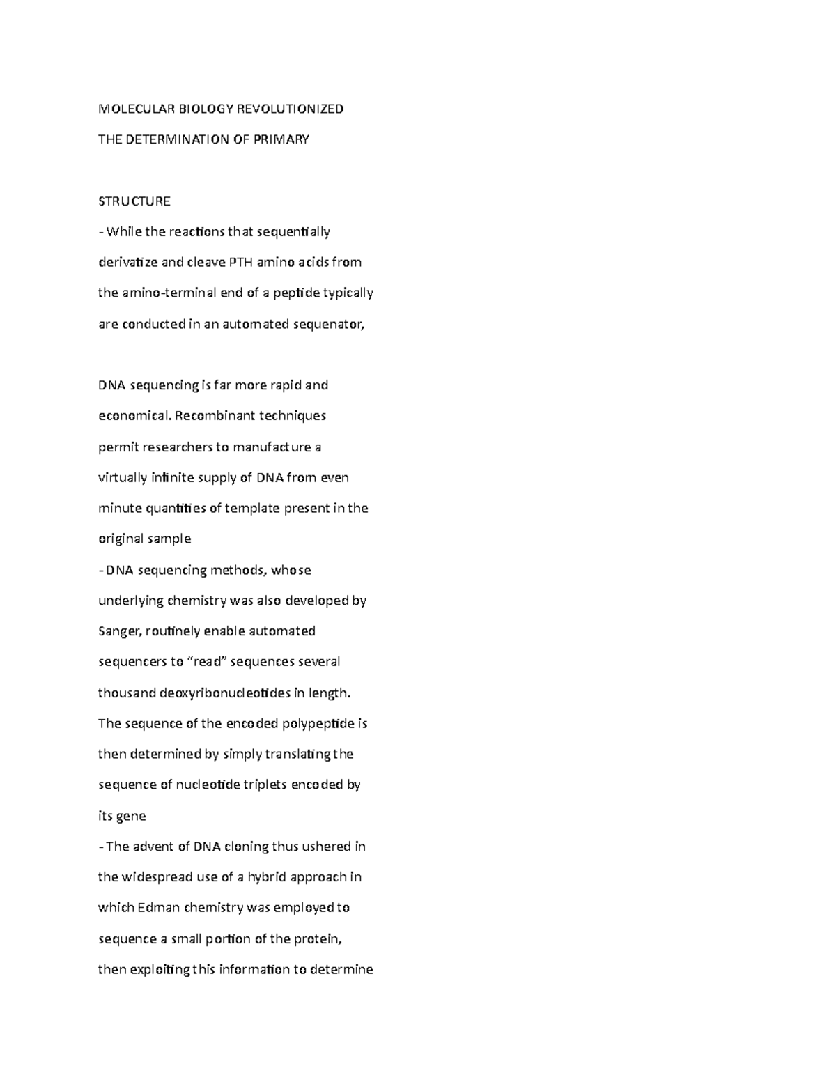 Molecular Biology Revolutionized - MOLECULAR BIOLOGY REVOLUTIONIZED THE ...