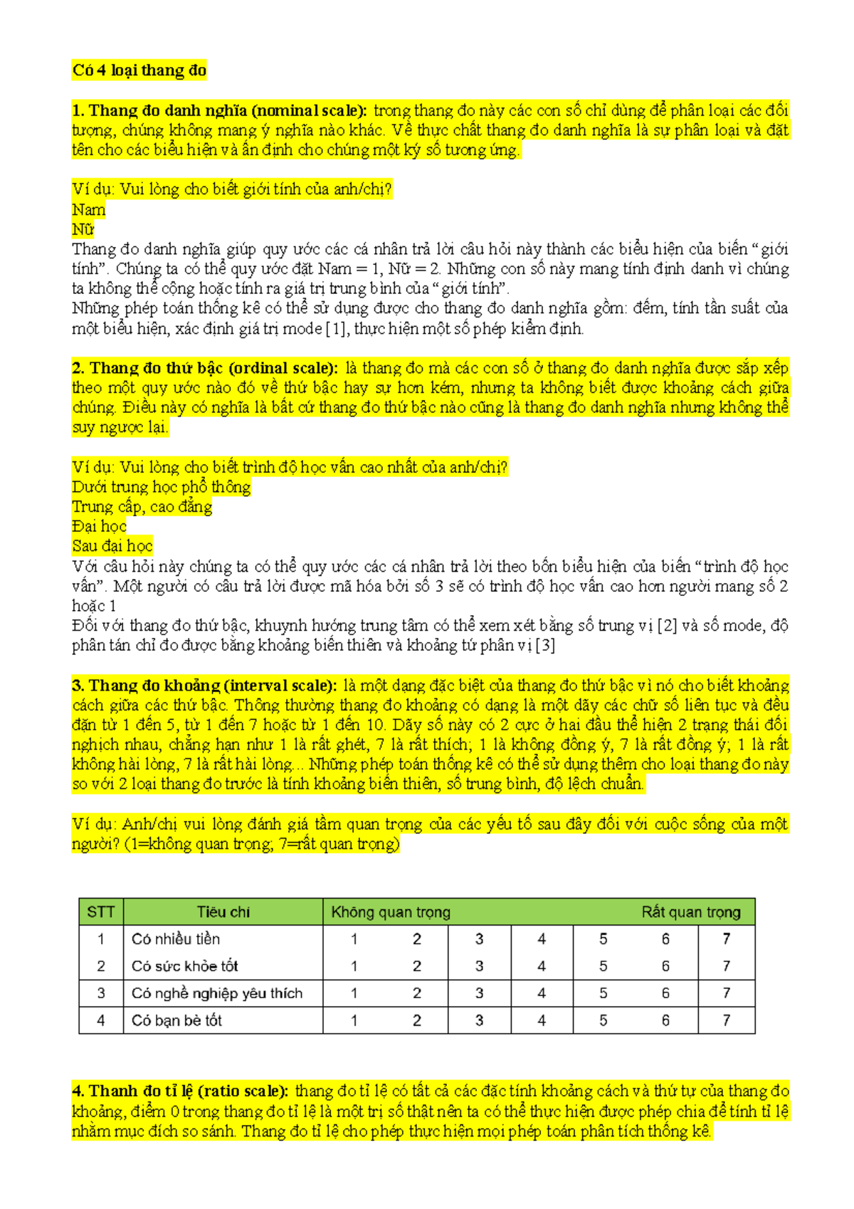 thang đo trong nghiên cứu - Có 4 loại thang đo Thang đo danh nghĩa (nominal scale): trong thang ...