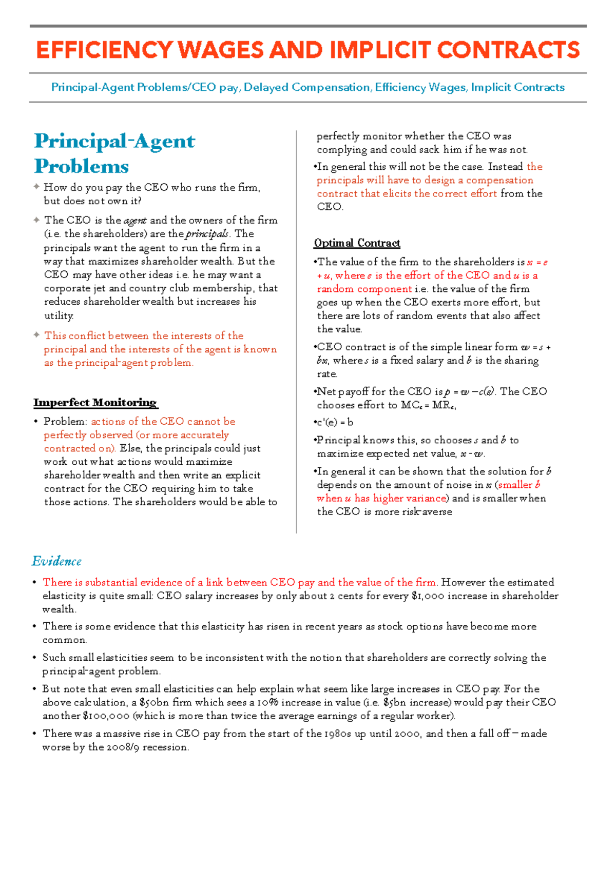 Efficiency wages and implicit contracts - ####### Evidence There is ...