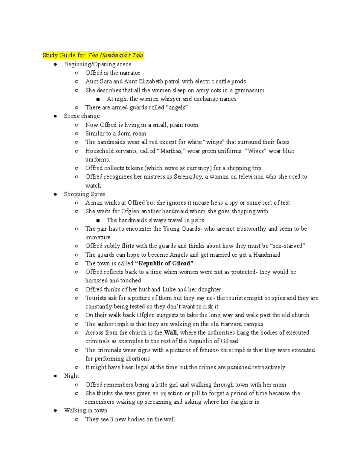 Handmaid's Tale Study Guide - Study Guide for: The Handmaid’s Tale ...