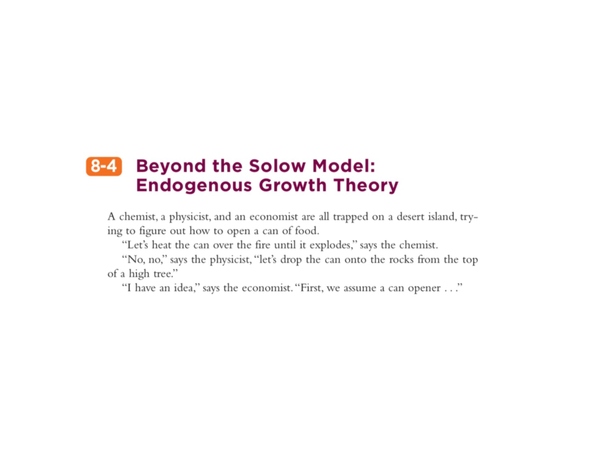 Beyond the Solow Model- Endogenous Growth Theory - MACRO ECONOMICS ...